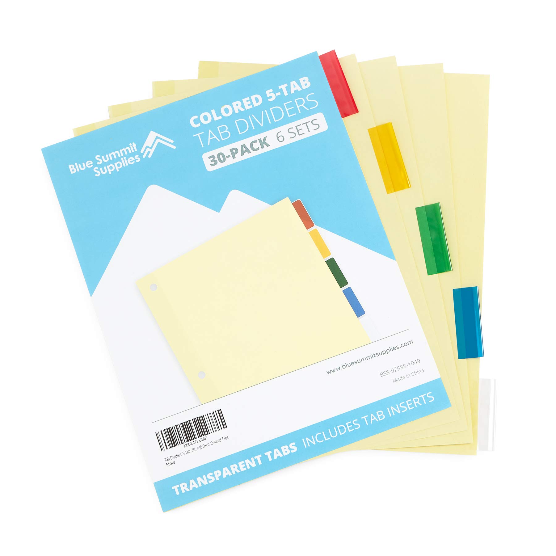 Snapklik.com : Blue Summit Supplies 5-Tab Binder Dividers, Manila Paper