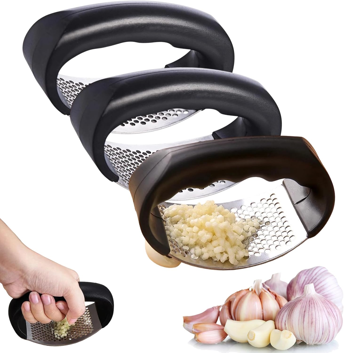 Amazon.com: 430 Stainless Steel Ring Garlic Press, Garlic Press Rocker ...