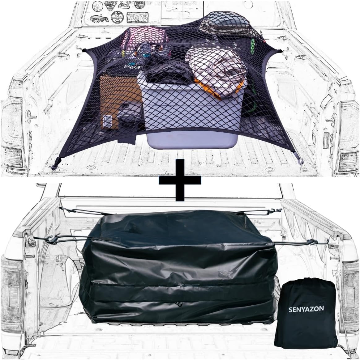 Amazon.com: SENYAZON Highly Elastic Cargo Net (Single Layer) and ...