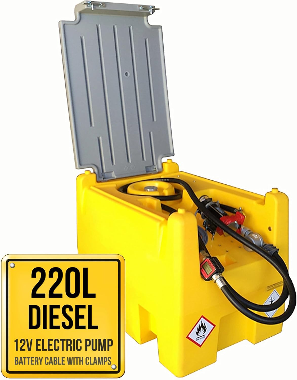 TFF Portable Diesel Tank, 220 Liters with 12V DC Fuel Pump flow rate 40 ...