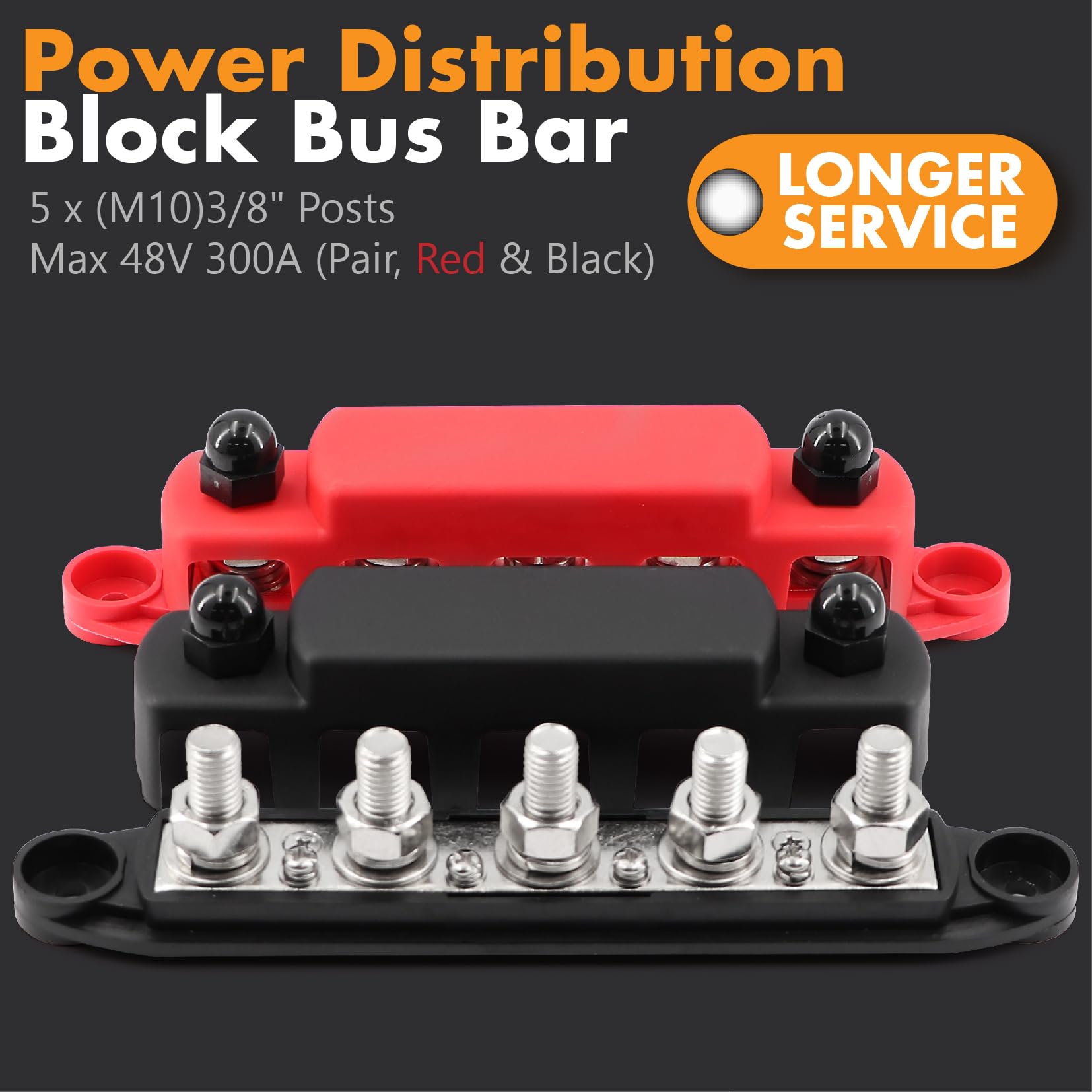 Snapklik.com : Taxutor 300A Bus Bar 5 Post, 3/8" Stud Heavy Duty Power ...