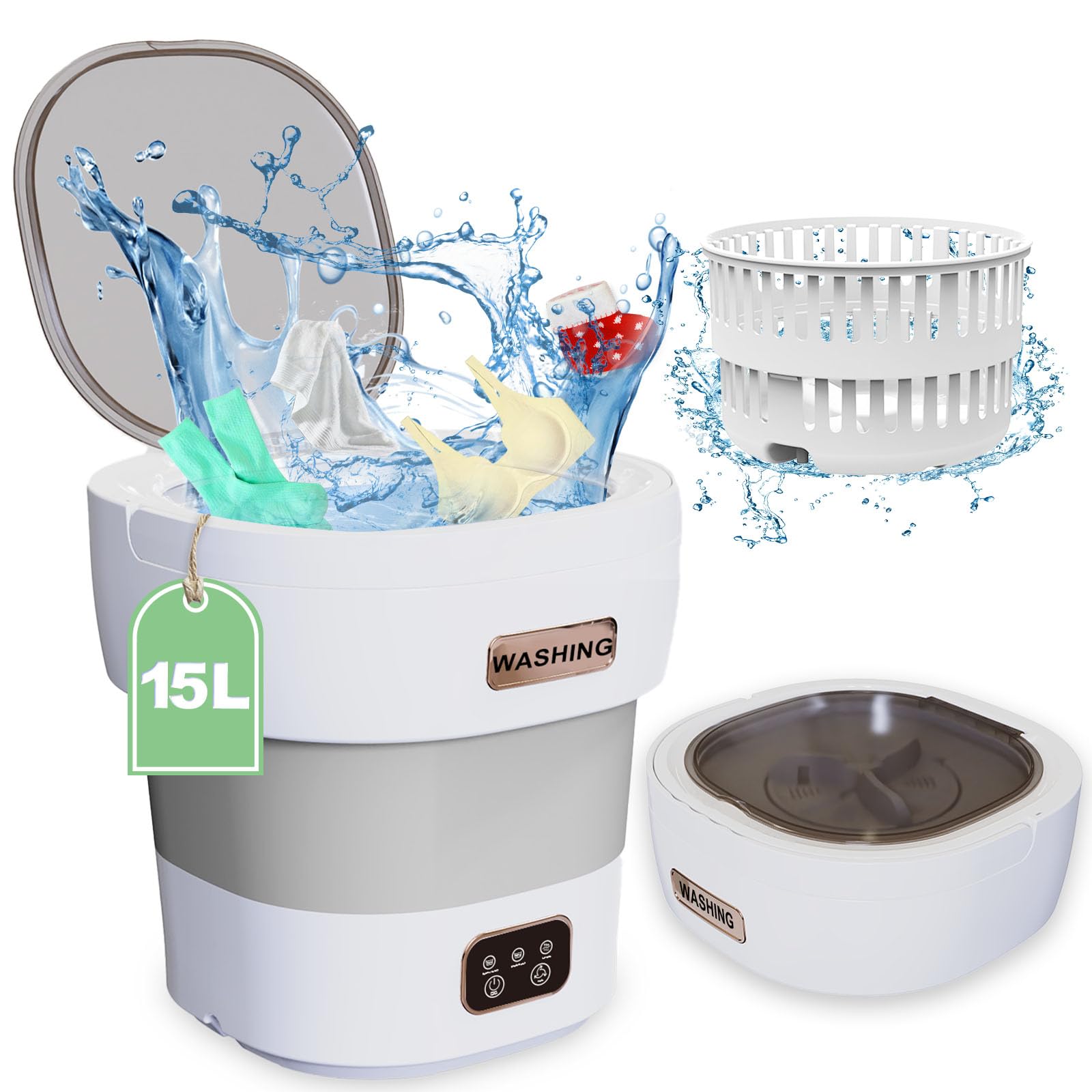 Amazon.com: Portable Washing Machine, 15L Mini Folding Washing Machine ...
