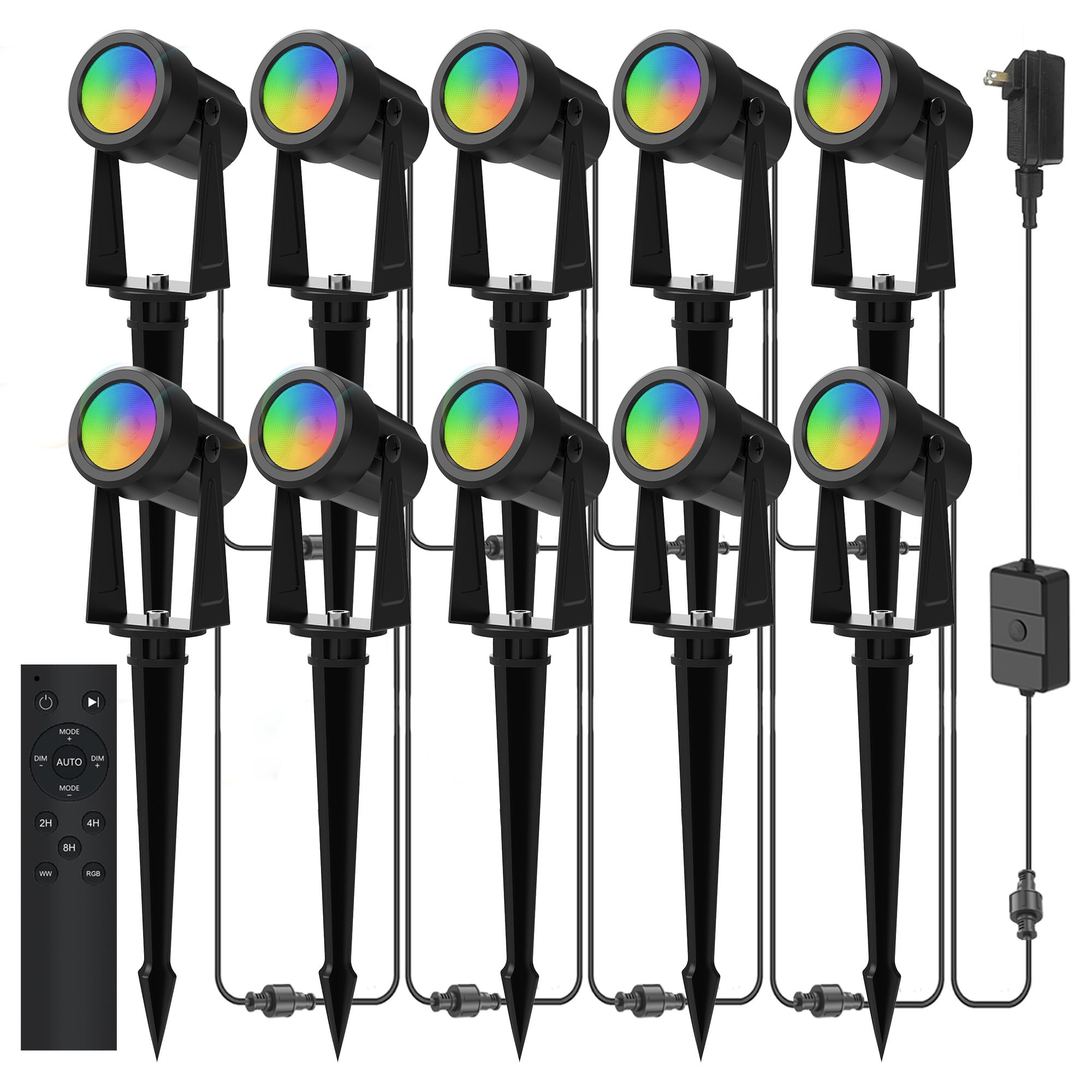 Banord RGBW Color Changing Outdoor Landscape Lighting, 10 Pack Low ...