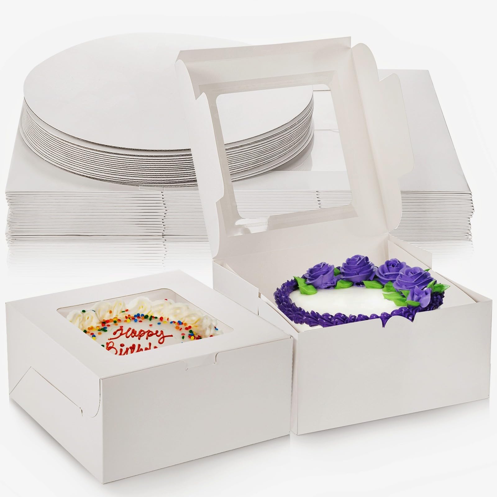 Amazon.com: 10pcs Plastic Disposable Cake Containers Carriers with ...