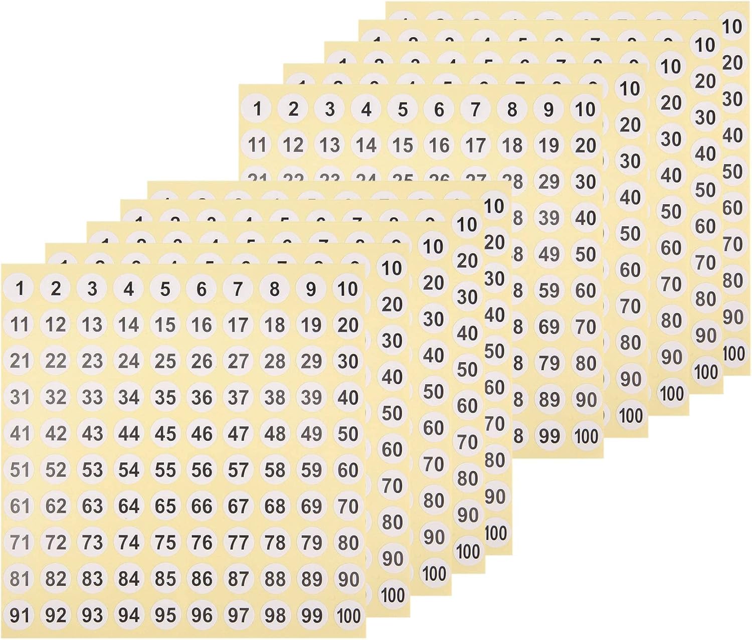 Binifub 100 Sheets Number Labels 1-100 Numbers Round 0.4 Inch Small ...