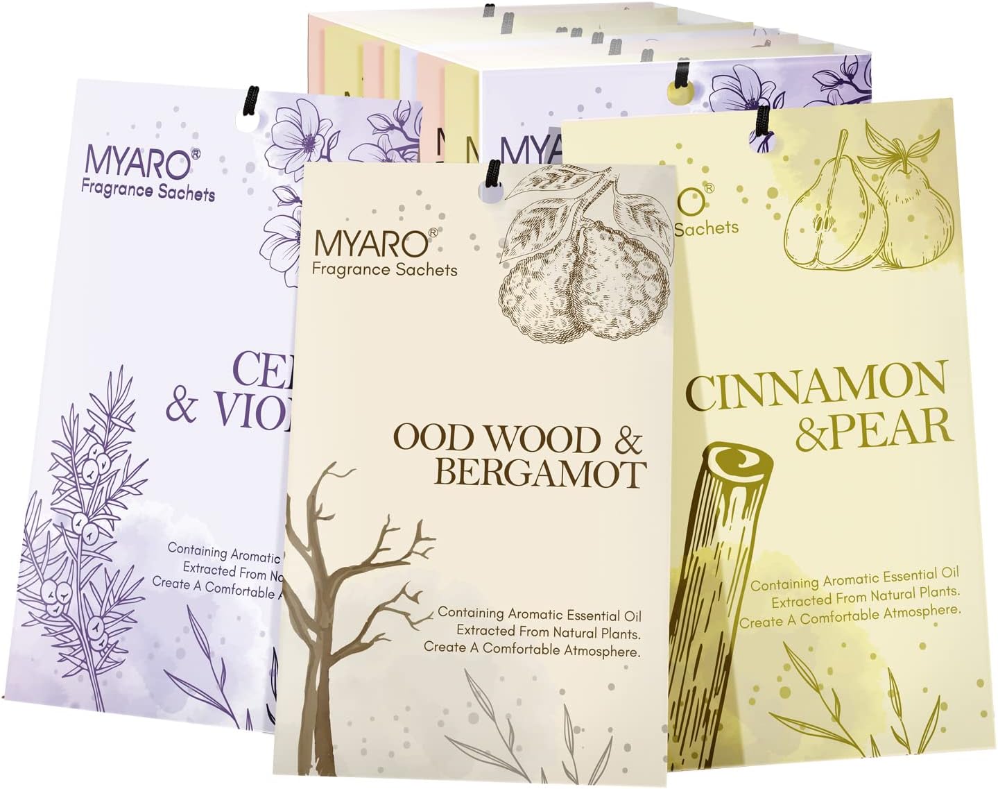 Amazon.com: MYARO Scented Sachets for Drawer and Closet 3 Fresh Scents ...