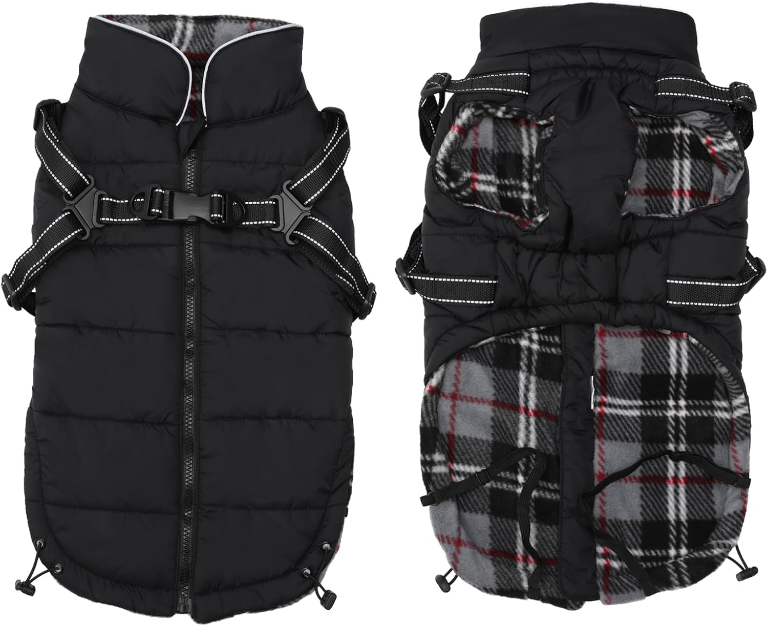 Pethiy - Winter coat for dogs with built-in harness, warm fleece dog ...