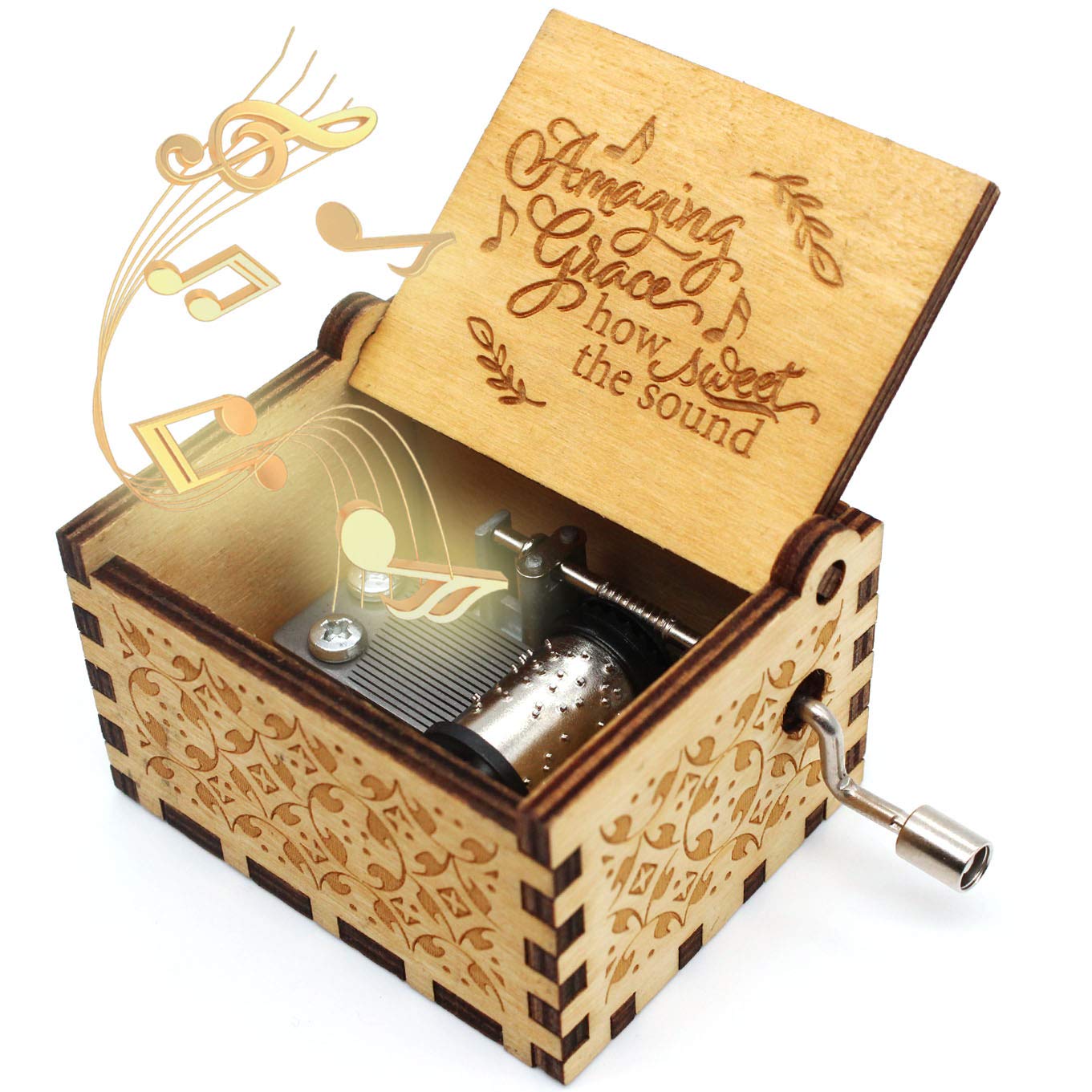 Amazon.com: ukebobo Wooden Music Box – Amazing Grace How Sweet The ...
