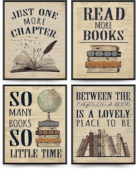 Amazon.com: PLKMN Vintage Reading Posters for Library, Bookish Gifts ...