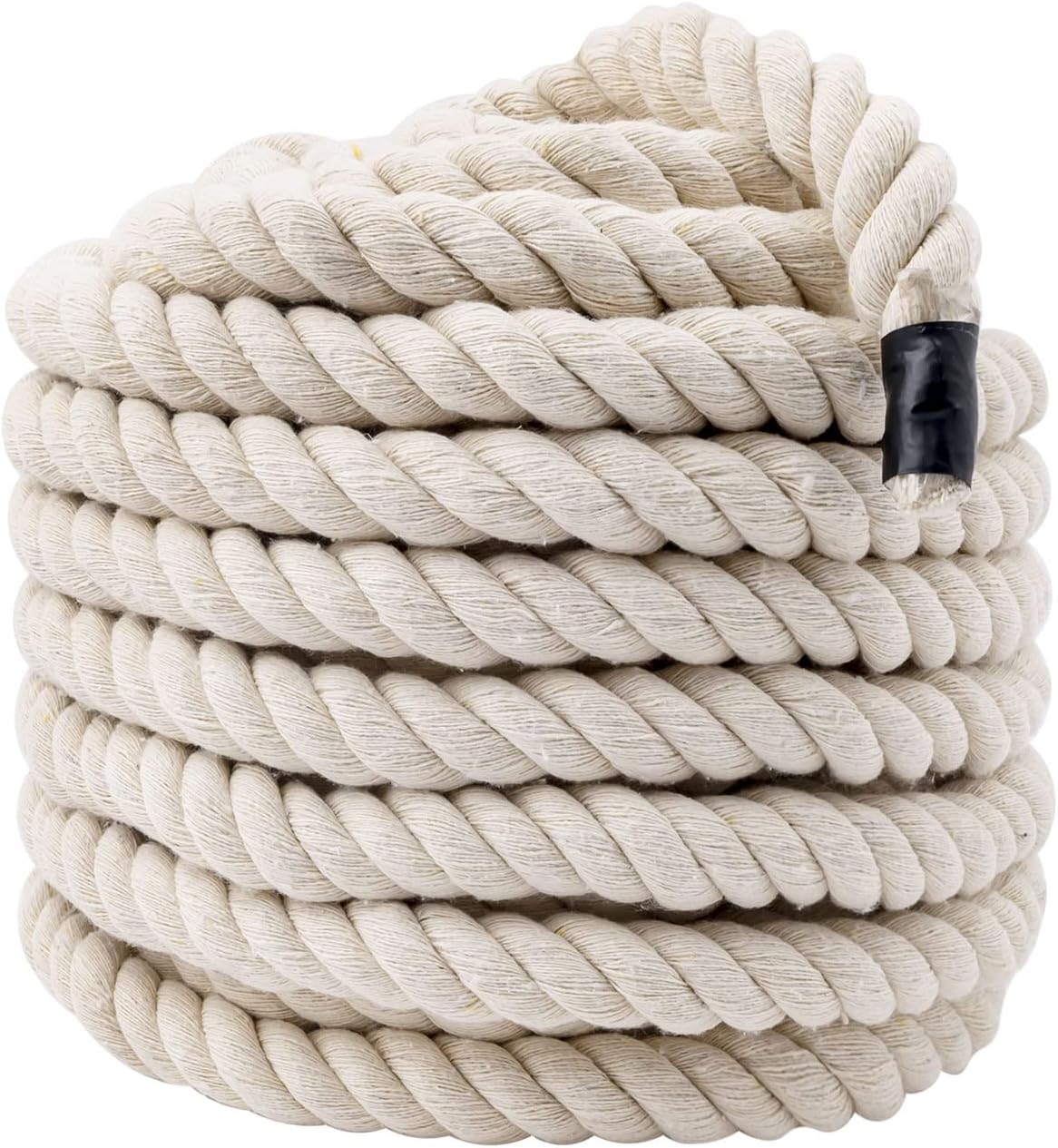 1 Inch x 49 Feet Natural Cotton Rope, 3 Strand Twisted Cotton Cord ...