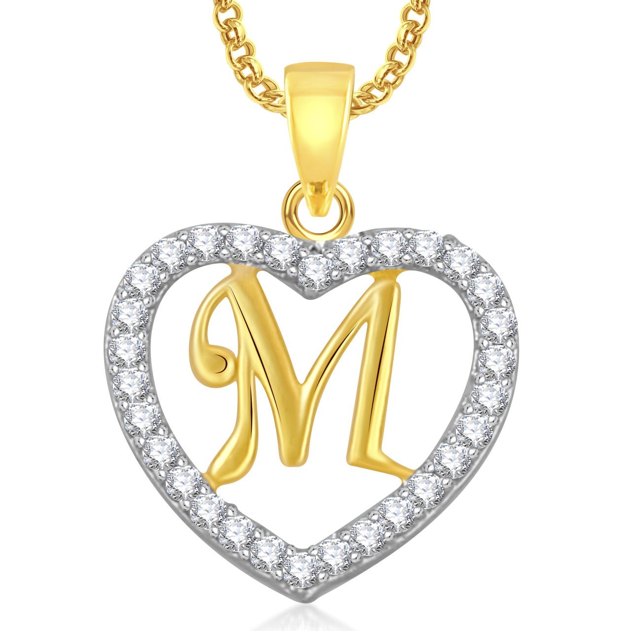 Amaal Jewellery Valentine Gifts Gold American Diamond Heart Alphabet ...
