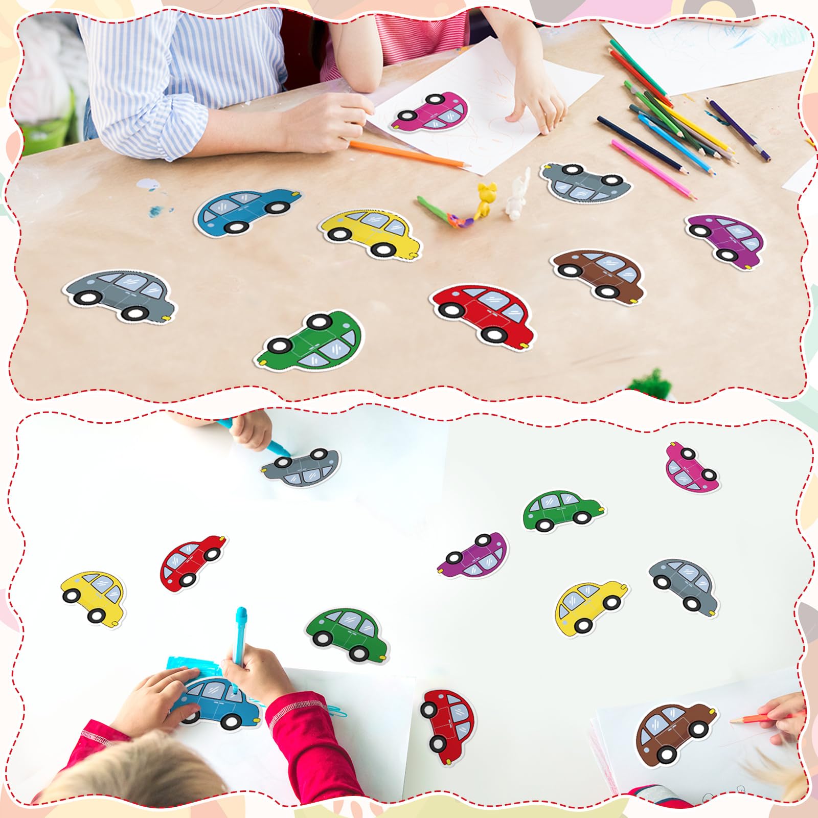 Kids Mood Jewelry Geyee 64 Pcs Race Car Cutouts - Colorful Auto ...