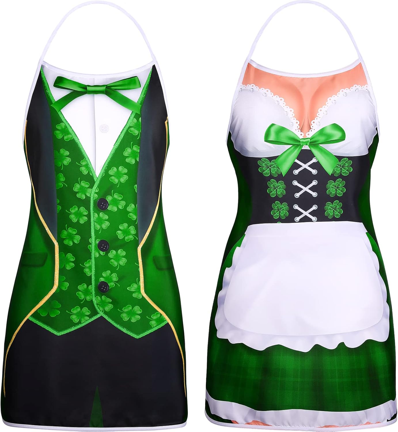 Amazon.com: 2 Pack St Patrick's Day Aprons Shamrock Pattern Apron Irish ...