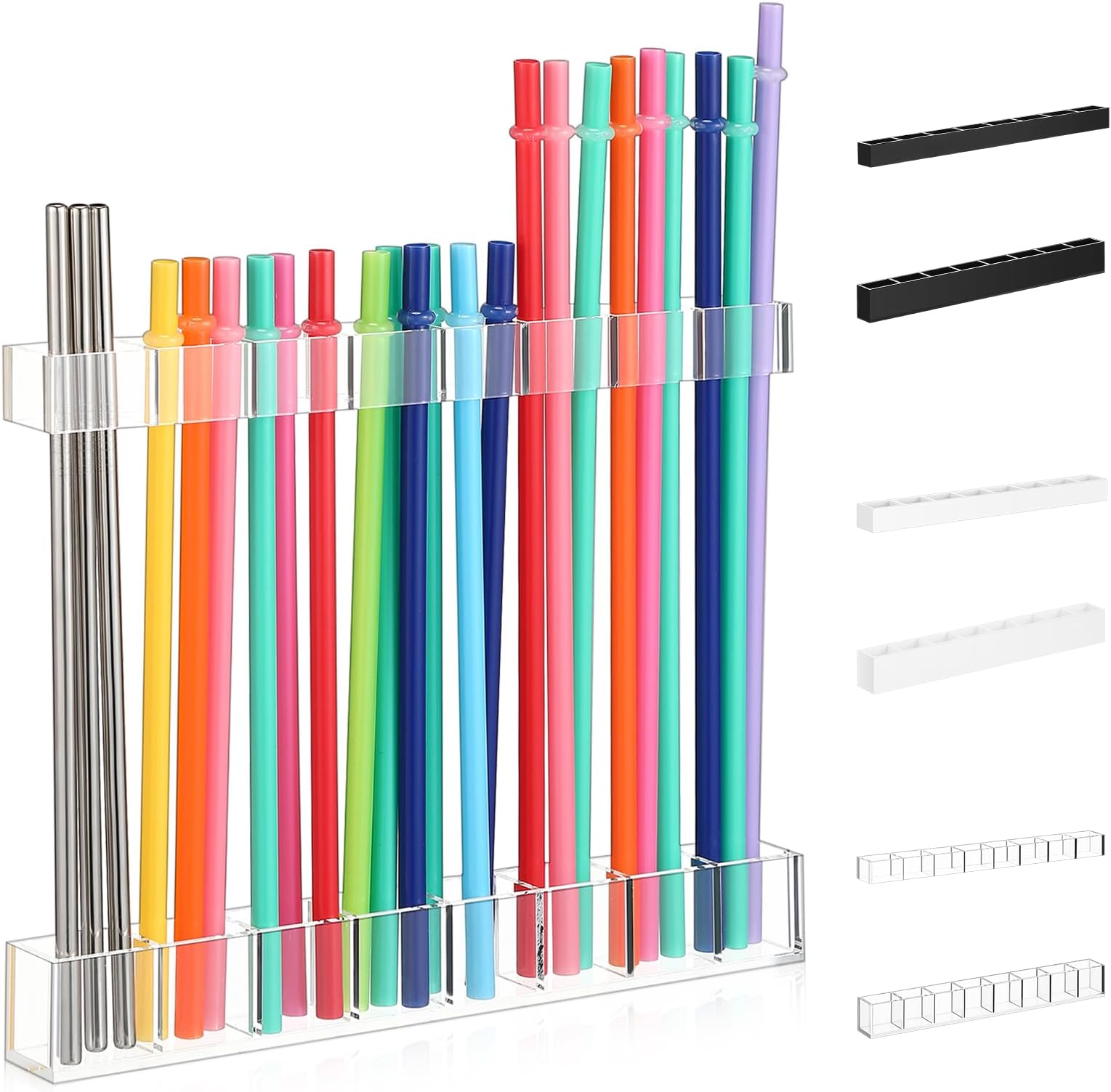 Amazon.com: Baderke Straw Holder for Cabinet Reusable Straw Organizer with Double Sided Adhesive ...