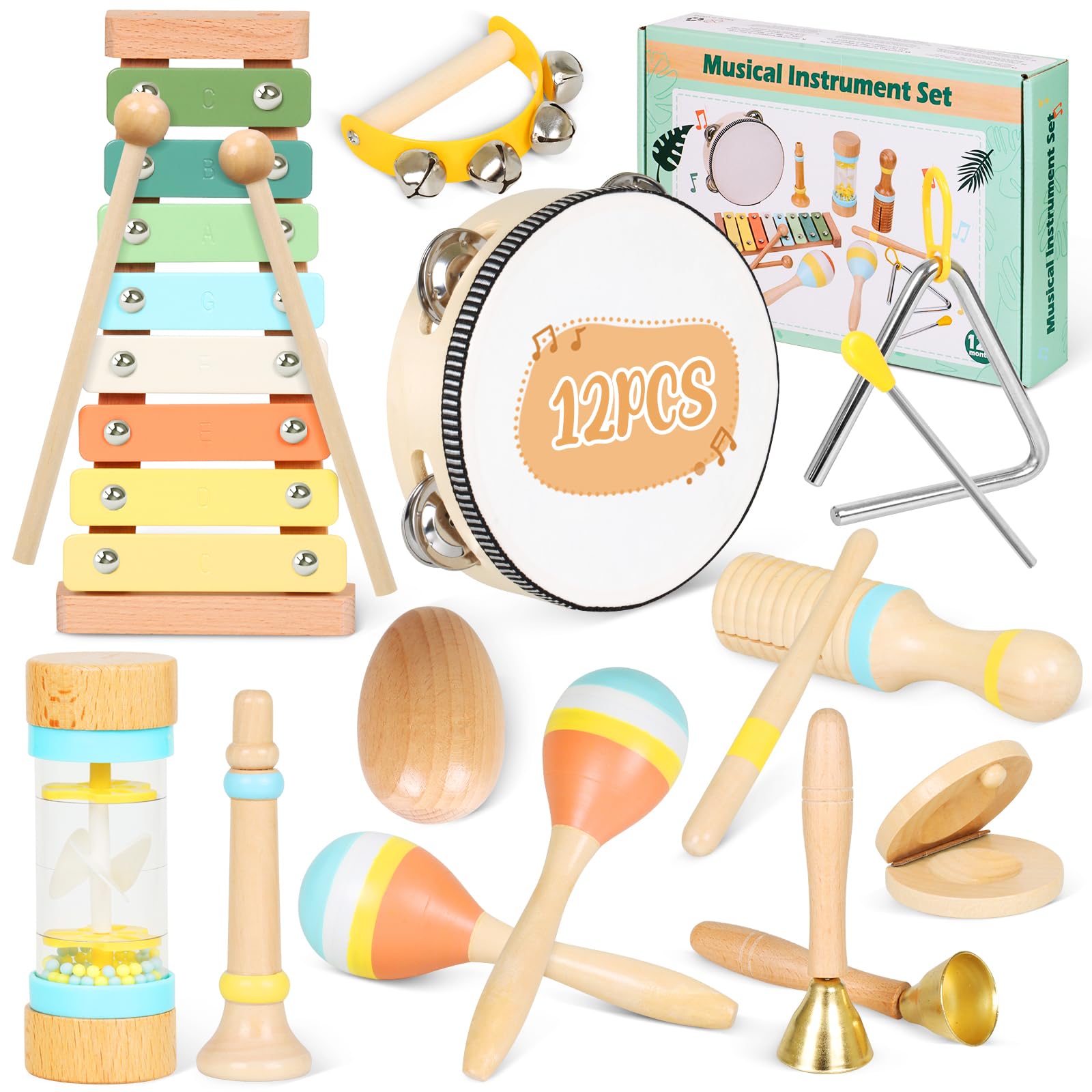 Amazon.com: Toddler Musical Instruments Wooden Montessori Musical Toys ...