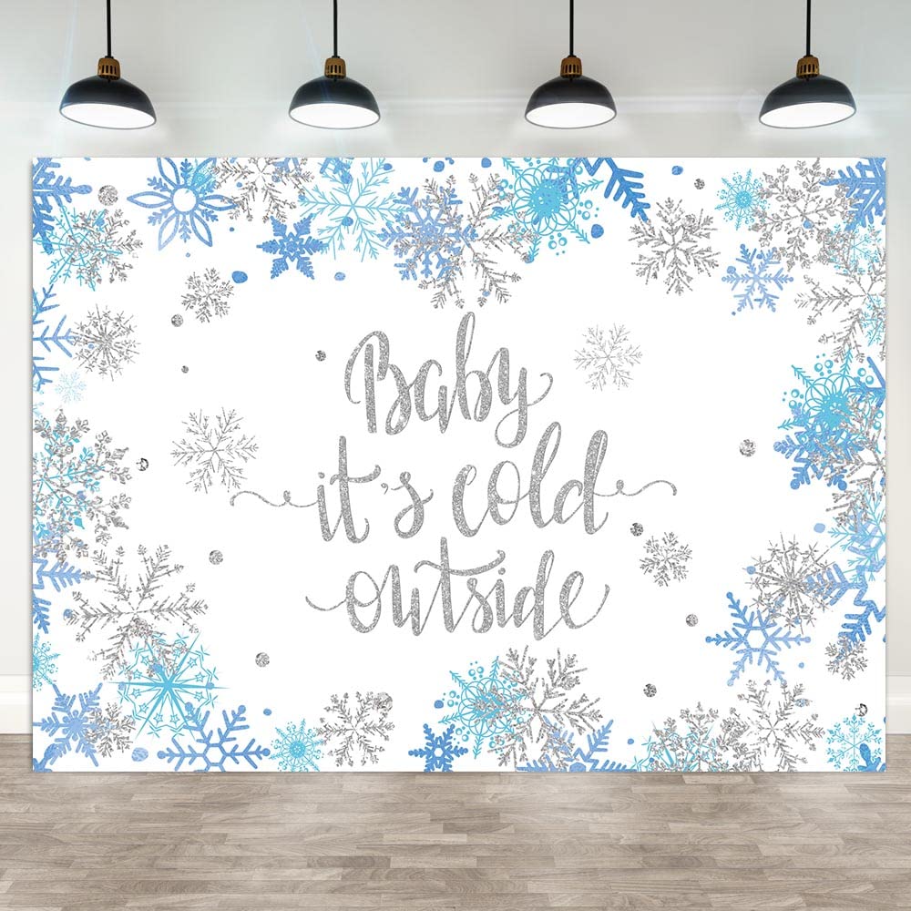 Amazon.com : Hilioens 7×5ft Baby It's Cold Outside Backdrop Blue ...