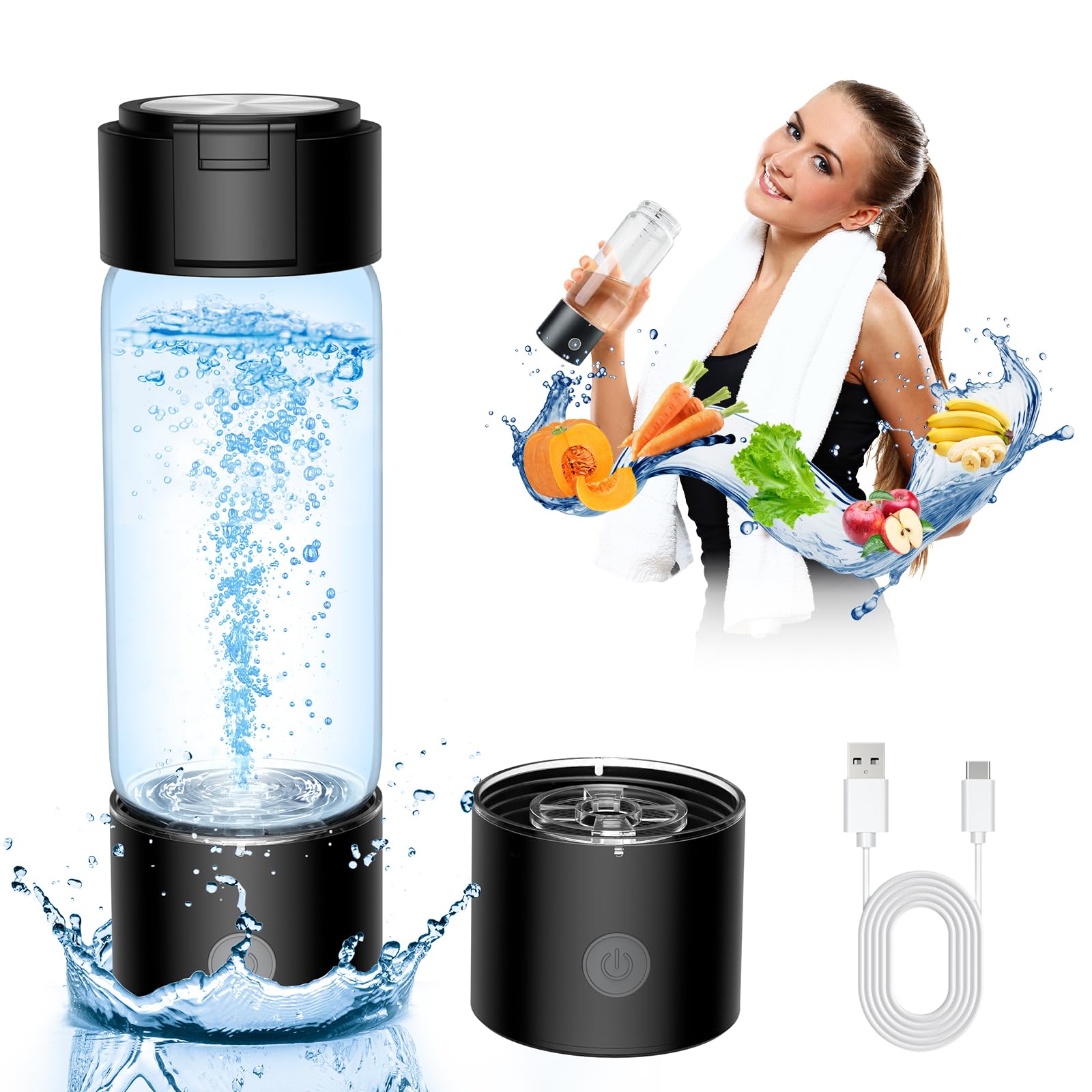 IZLTUV Hydrogen Water Bottle 420ml Portable Hydrogen Water Bottle ...