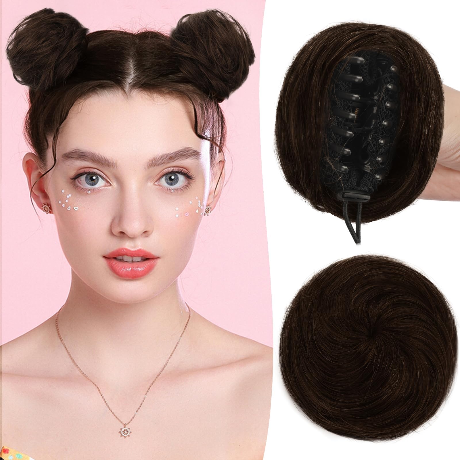 Amazon.com : RUWISS 2 Pcs Mini Human Hair Claw Clip Hair Bun Hair ...