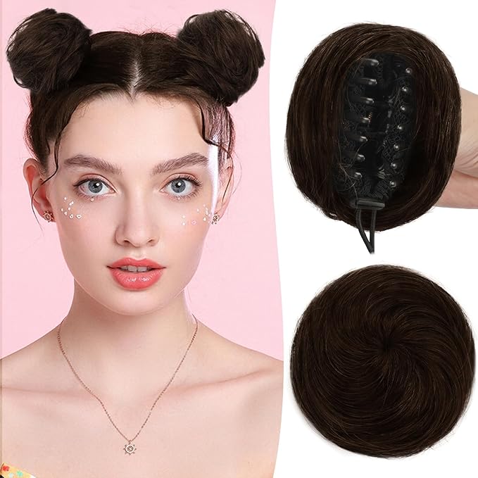 Amazon.com : RUWISS 2 Pcs Mini Human Hair Claw Clip Hair Bun Hair ...
