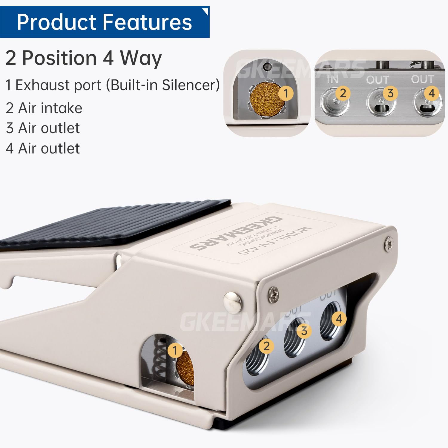 Snapklik.com : Pneumatic Foot Pedal Valve FV-420 1/4” NPT Threaded ...