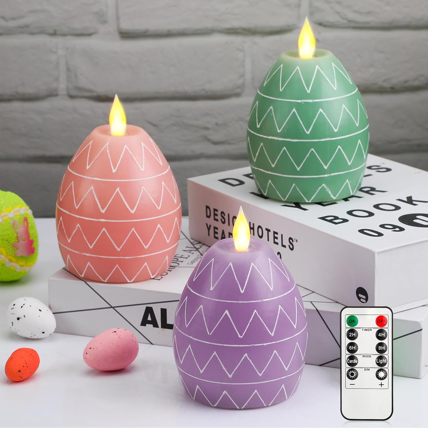 Amazon.com: MTLEE 3 Pcs Easter Flameless Candles Egg Figural Flameless Candle Egg LED Battery ...