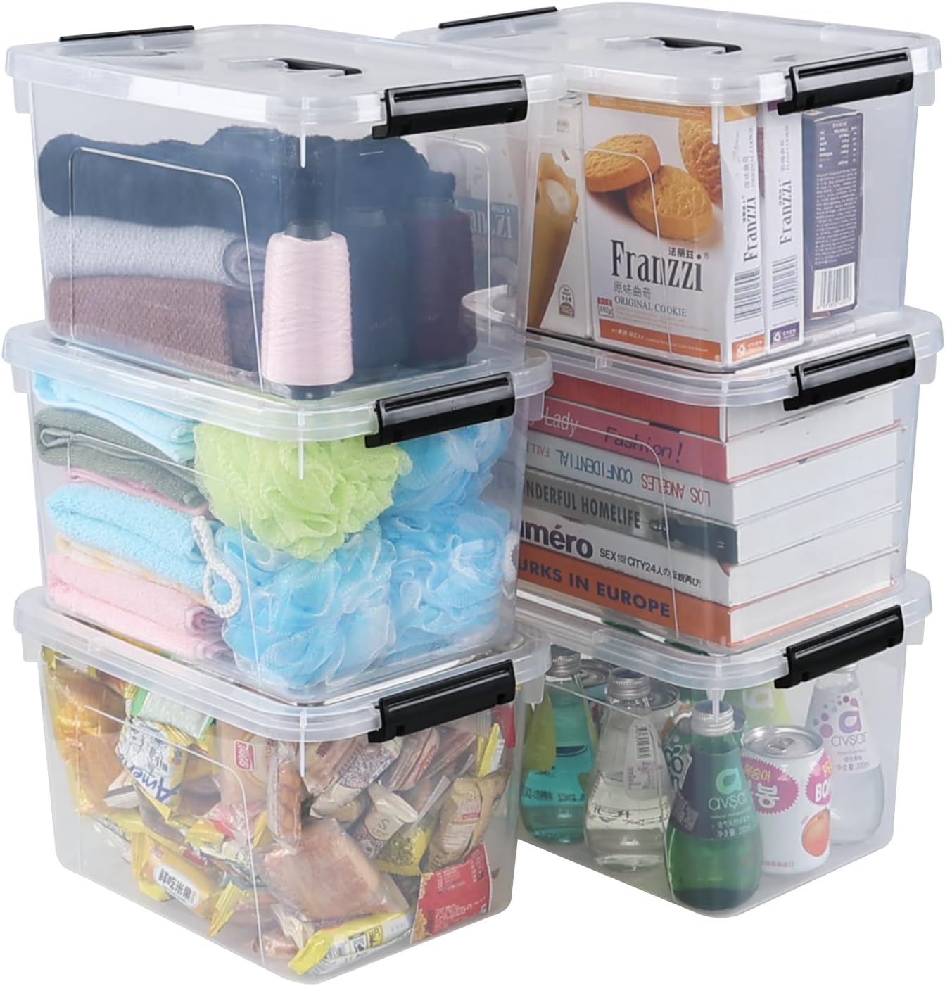 Amazon.com - Vadidiya 12 Quart Plastic Storage Latch Bins with Handle ...
