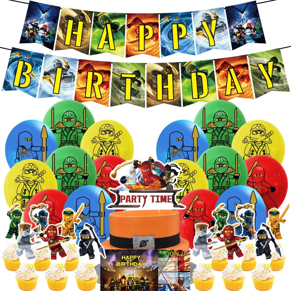 Hilloly Ninja Party Decorations 39PCS Ninja Birthday Decorations ...