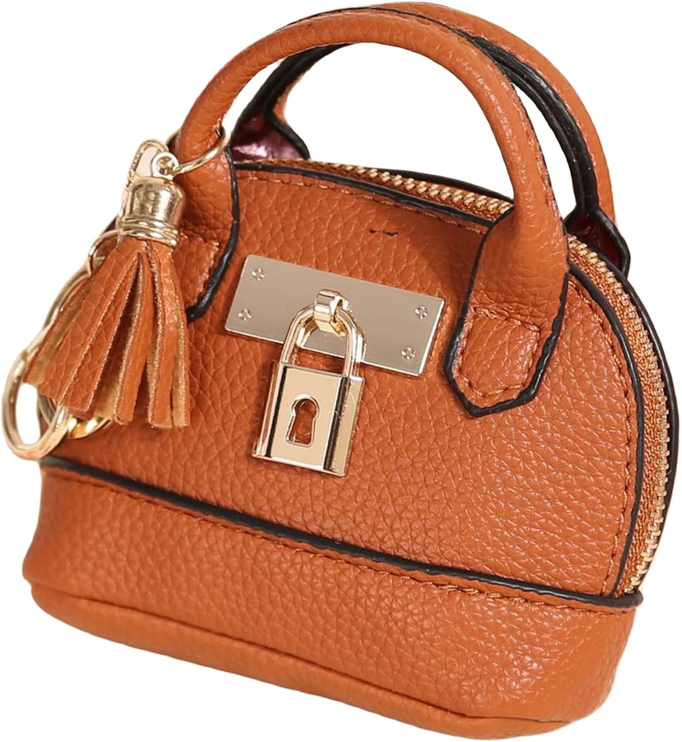 Amazon.com: QeenRTUU Mini Tote Bag Keychain Coin Purse Pu Leather Key ...