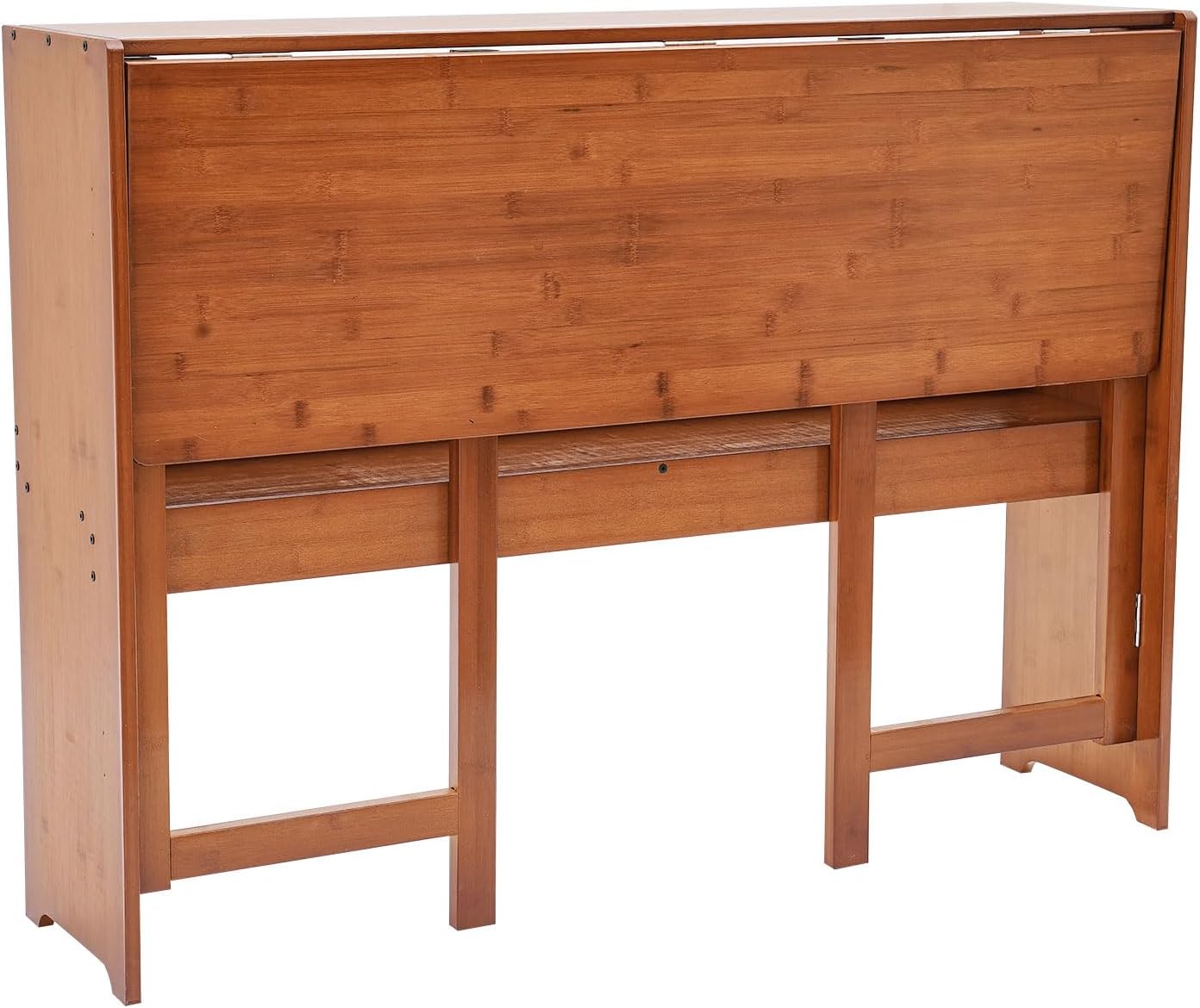 Amazon.com: FFanhia Folding Computer Desk with Bookshelf Bamboo ...