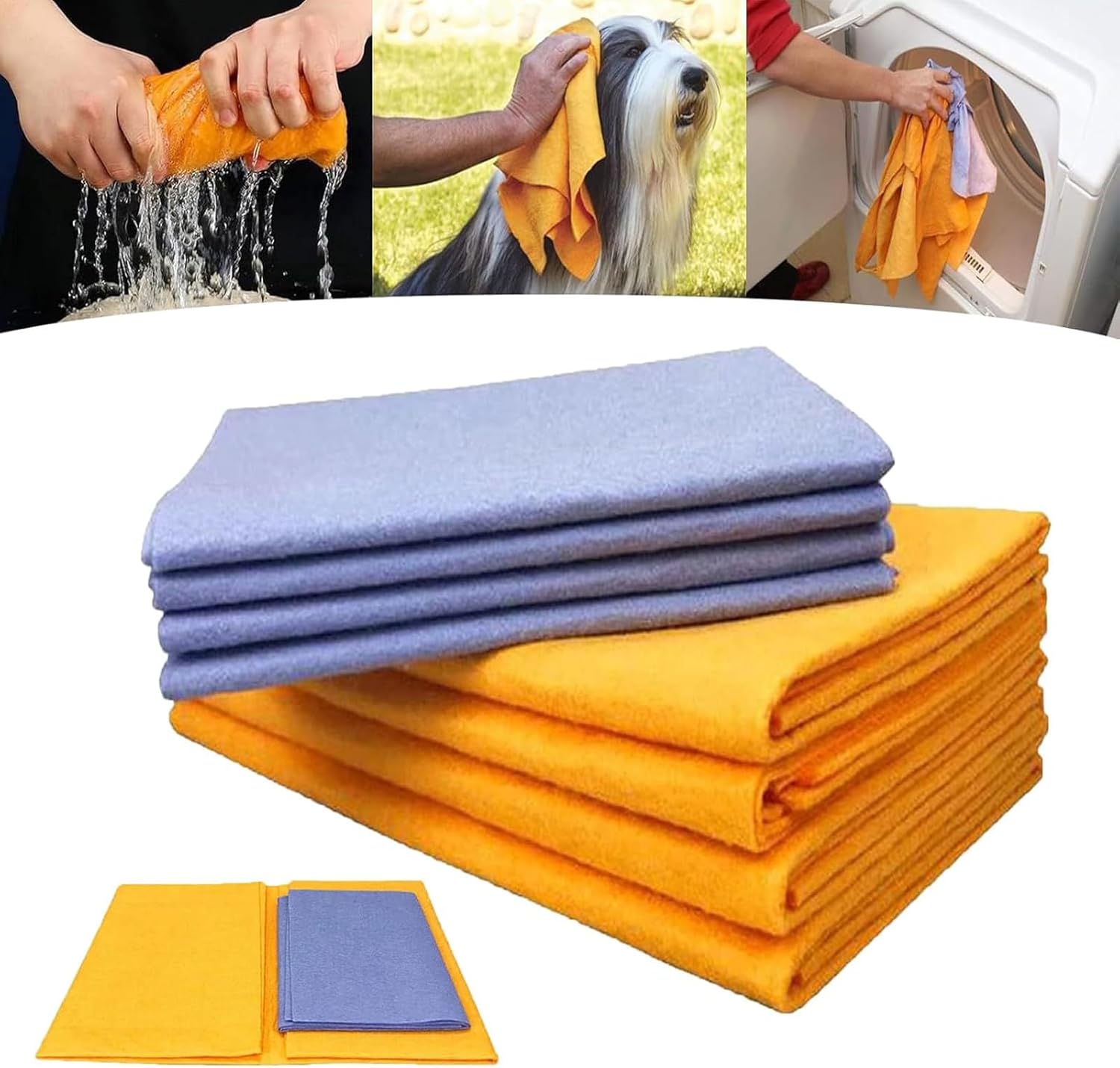 Miracle Shammy,8Pack Absorbent Cleaning Cloth Multi-Purpose Cleaning ...
