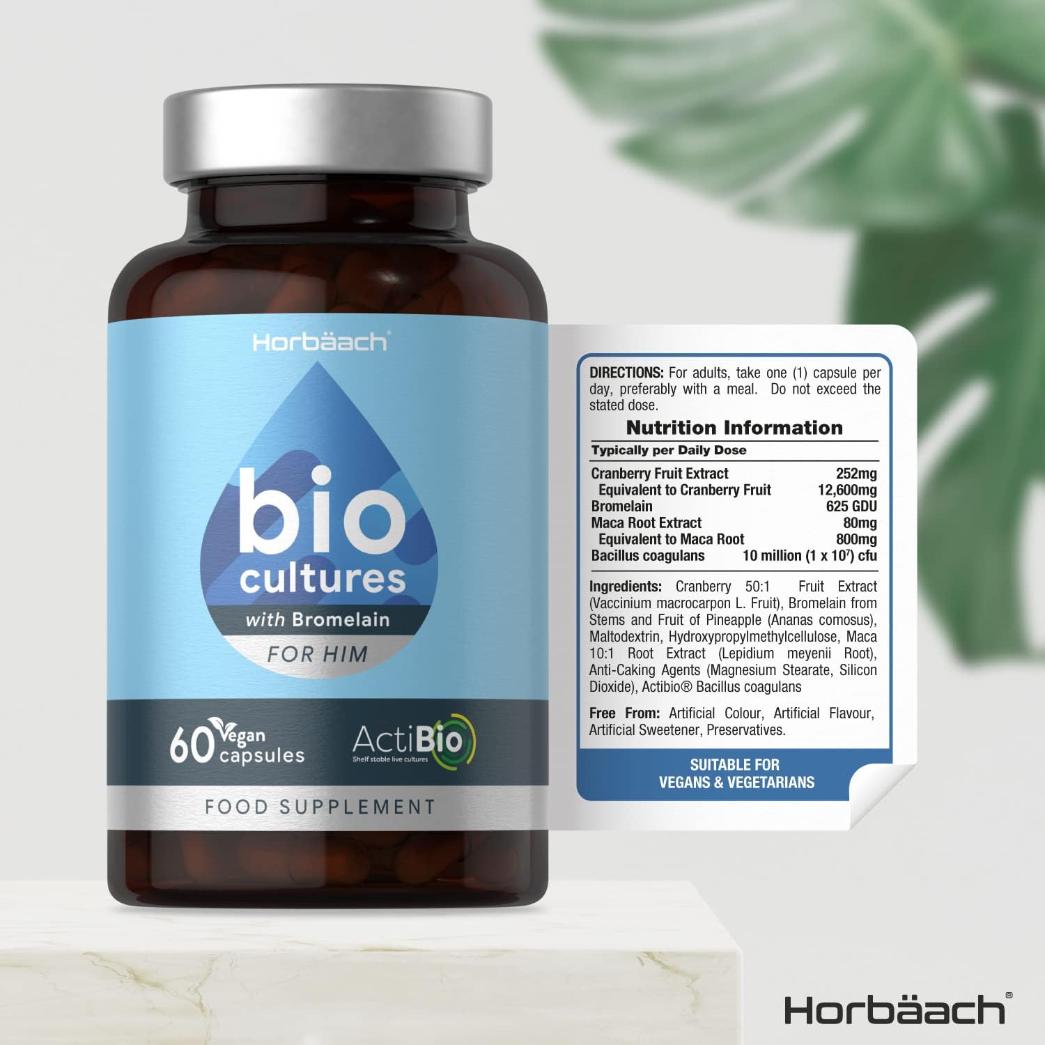 Probiotics Complex for Men | 60 Vegan Capsules | with Bromelain, Maca ...