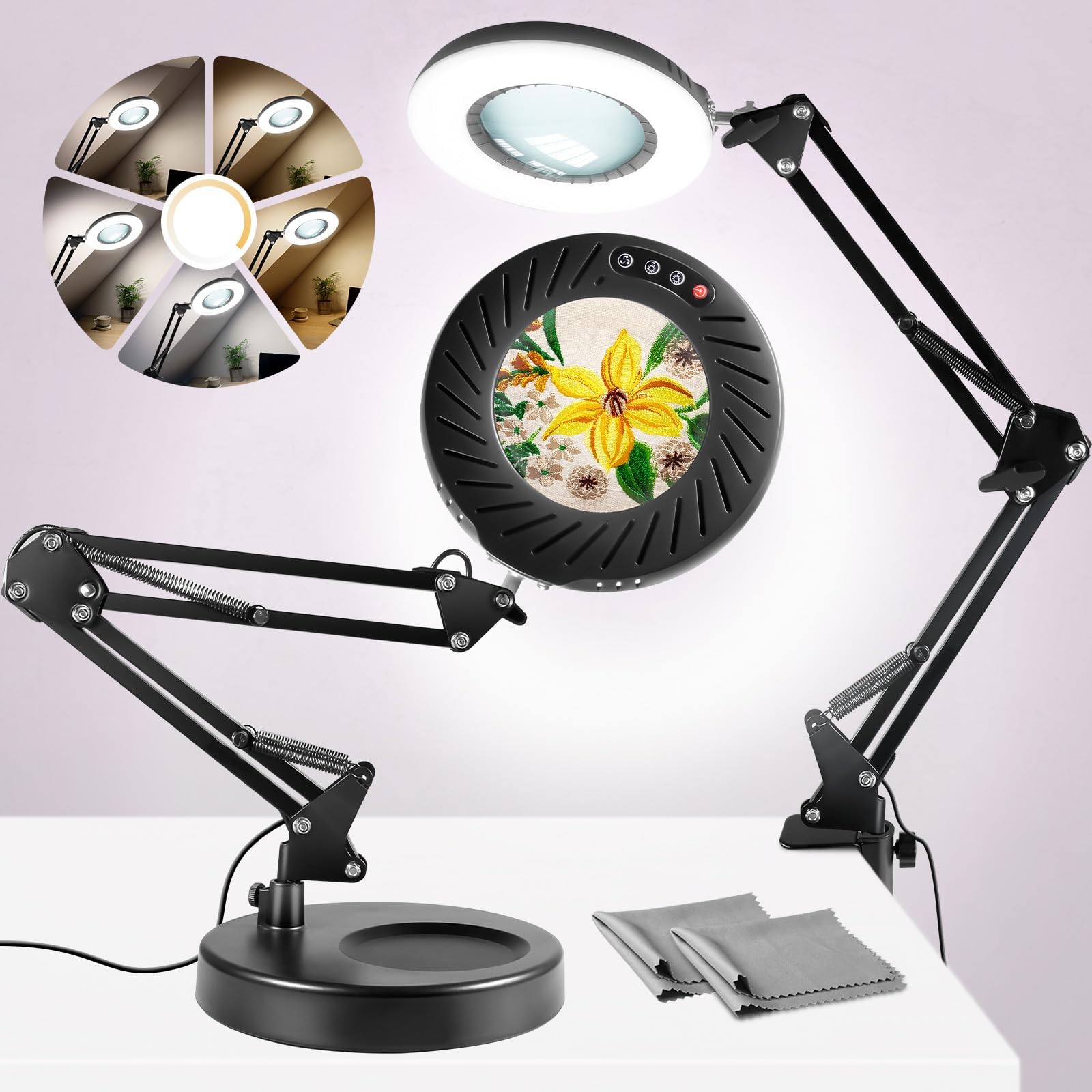 Amazon.com: 12X Magnifying Glass with Light and Stand, 5 Color Modes ...