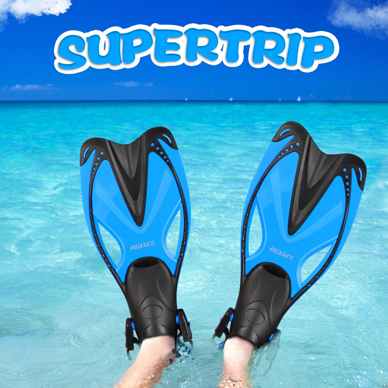 Supertrip Kids Snorkel Fins, Swim Fins for Lap Swimming, Adjustable Short Flippers, Travel Size ...