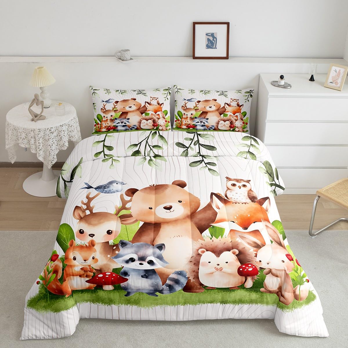 Amazon.com: Castle Fairy Cute Animals Comforter Set Owl and Rabbit ...