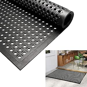 ISXACFF 59" x 35.4" Commercial Drainage Floor Mat Non Slip Rubber Anti ...