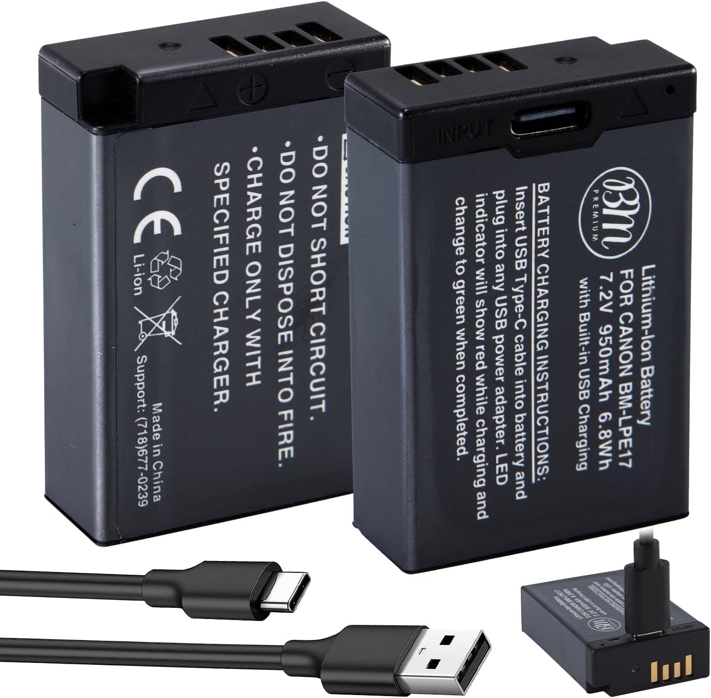 Amazon.com: BM Premium LP-E17 Battery with Built-in Charging Port for ...