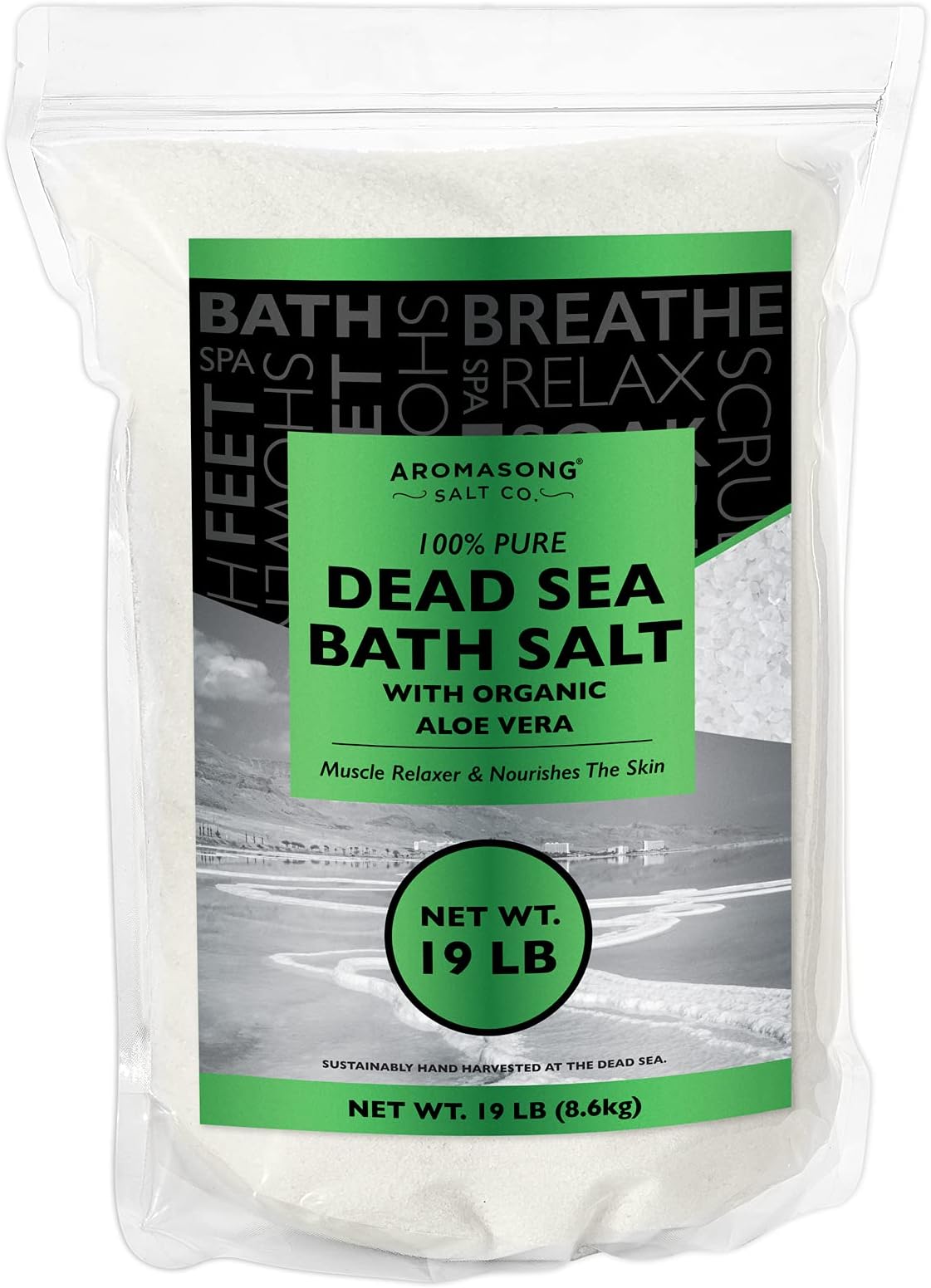 Amazon.com: Dead Sea Salt with Organic Aloe Vera, Spa Bath Salts, 19 ...