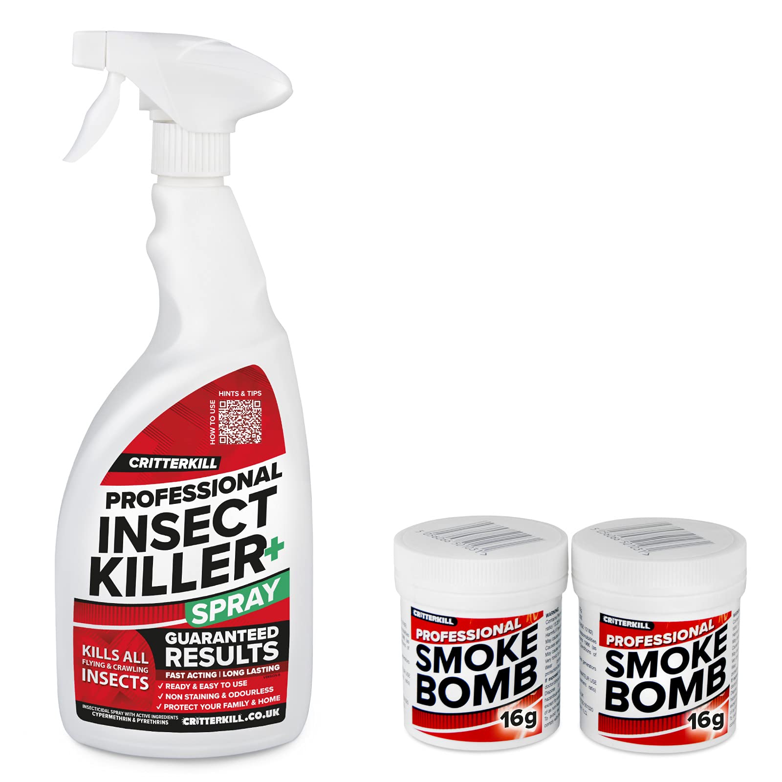 CritterKill 1L Professional Insect Killer Spray + 2 x 16g PRO Smoke ...