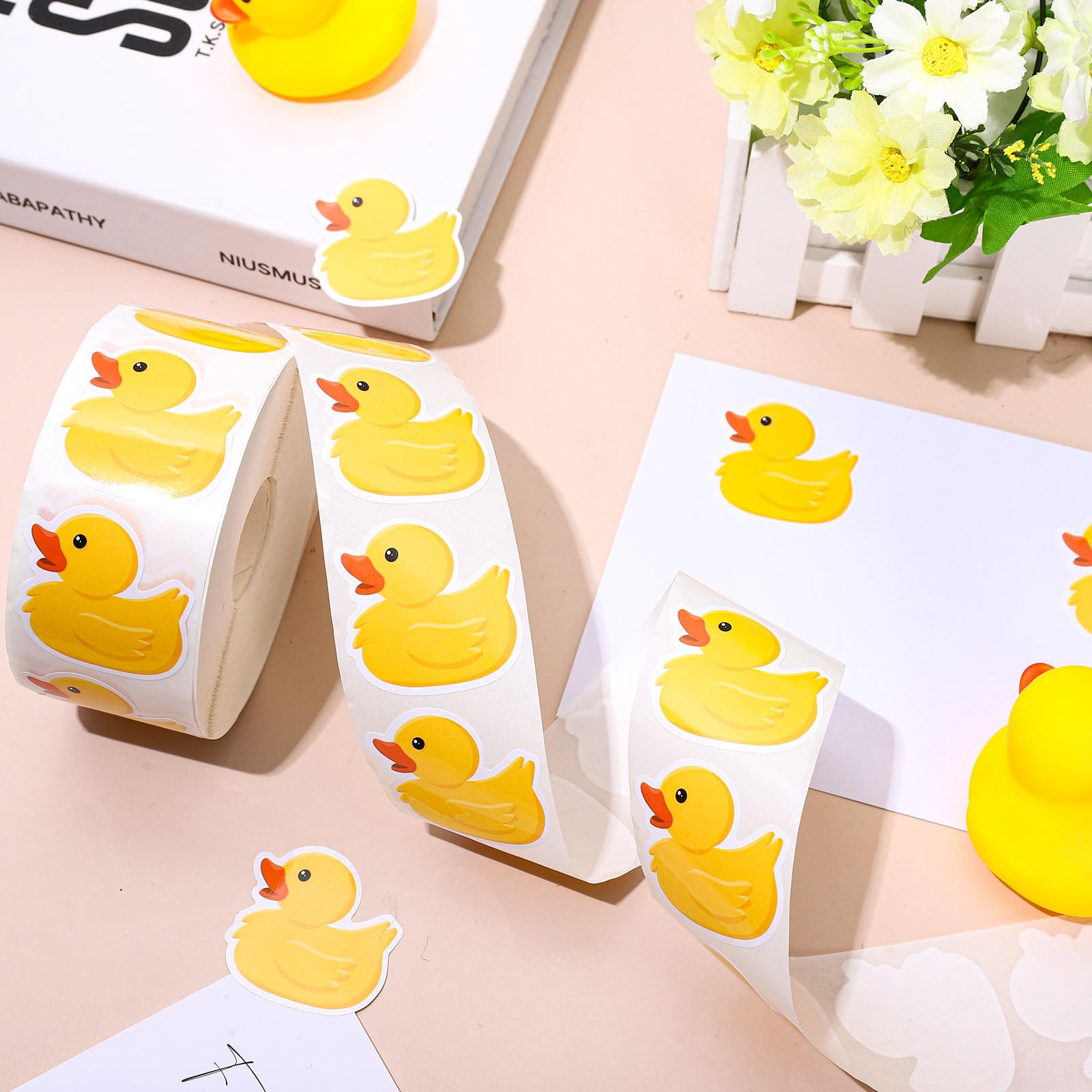 Whaline 1000Pcs Summer Rubber Duck Attendance Stickers For