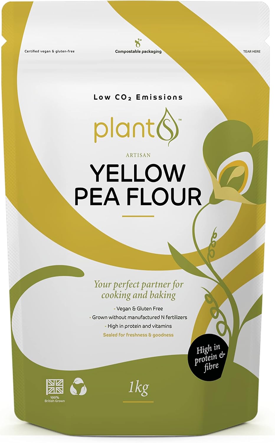 Plant S Yellow Pea Flour 1kg - Gluten Free Flour for Gluten Free Baking ...