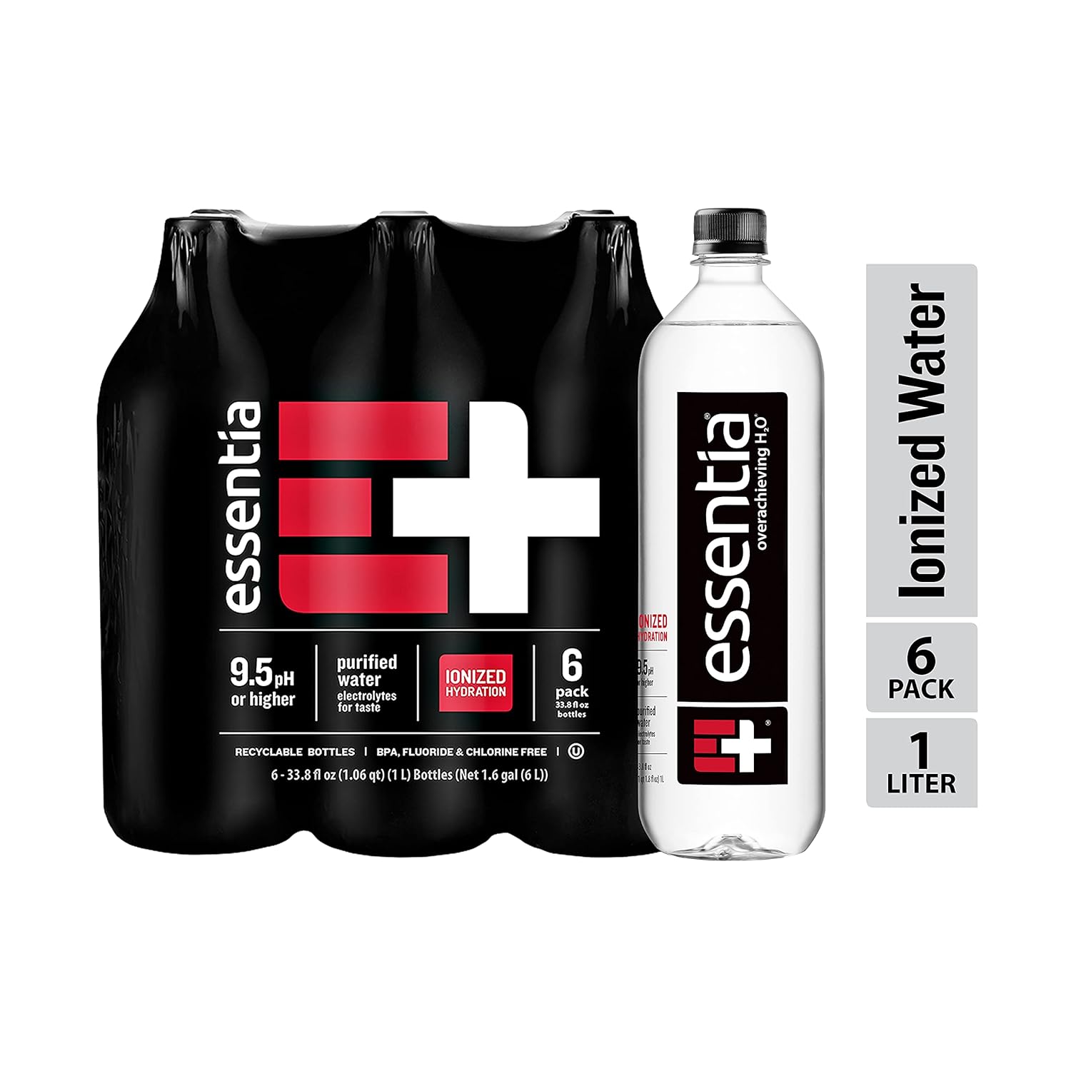 Amazon.com: Essentia Bottled Water, 1 Liter, Pack of 6 Bottles; 99.9% ...