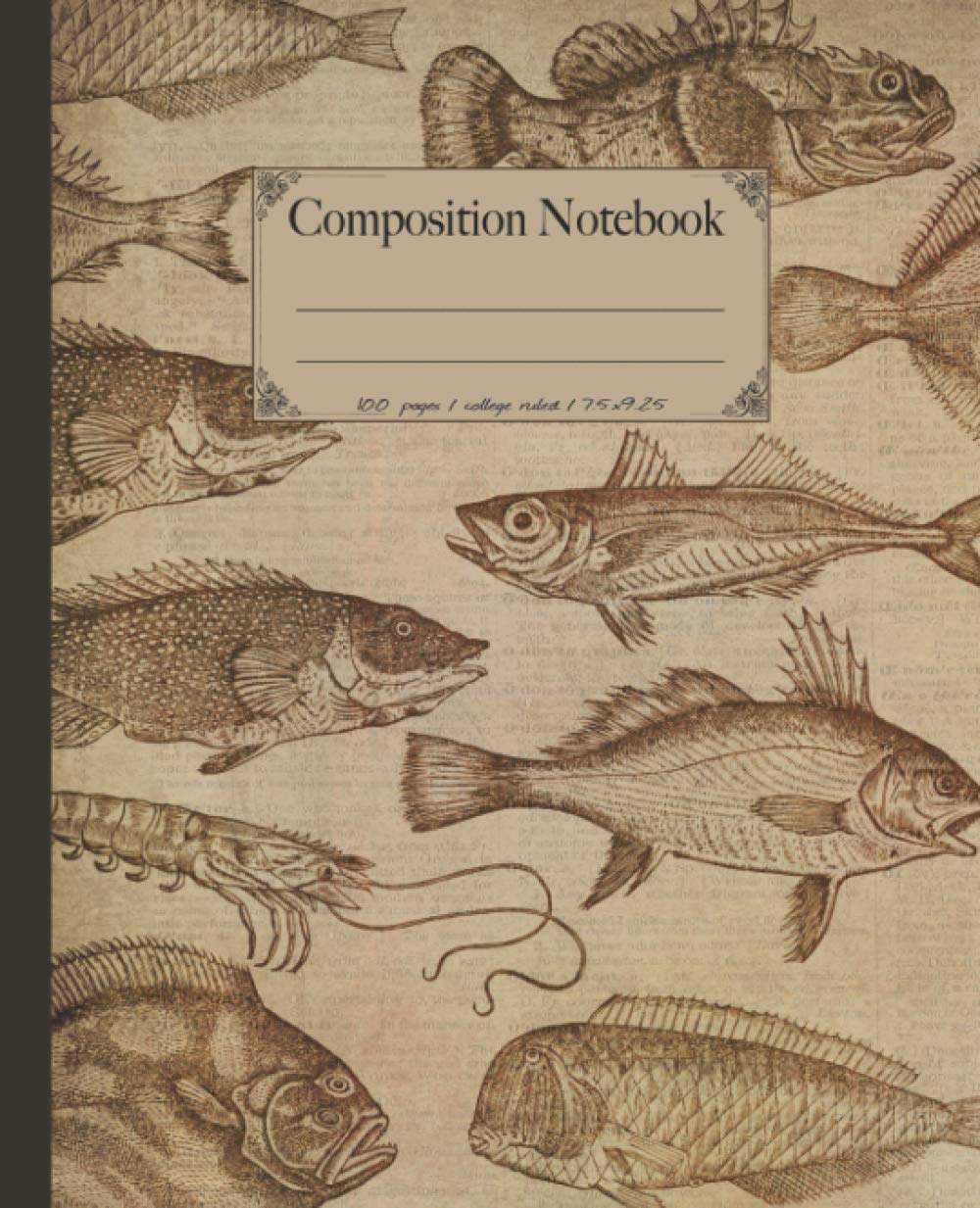 Composition Notebook: Fish composition notebook. Ocean sea life antique ...
