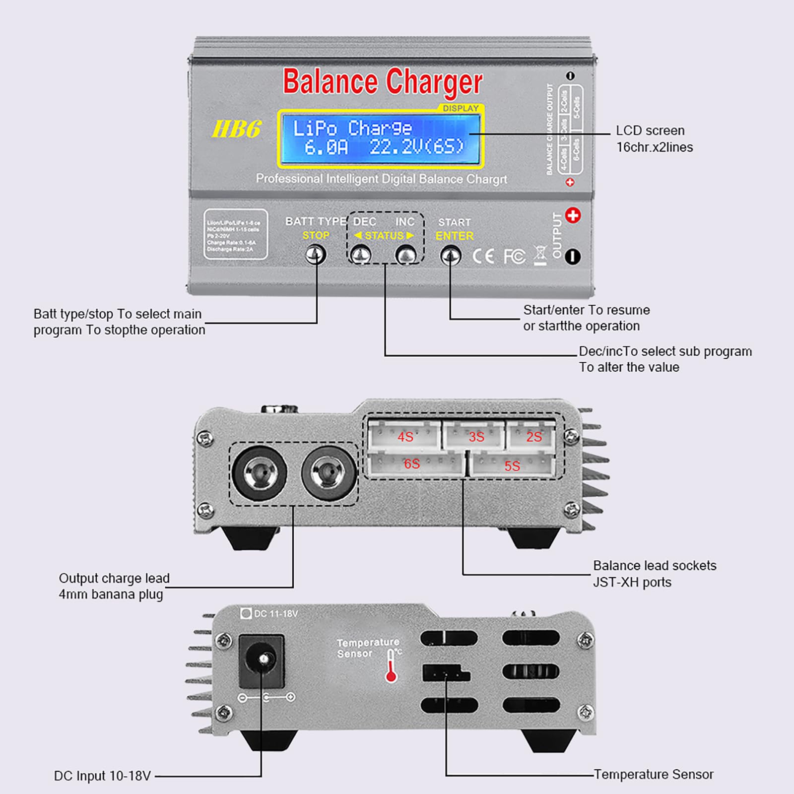 Snapklik.com : Lipo Battery Charger,RC Car Charger 1S-6S Lipo Balance ...