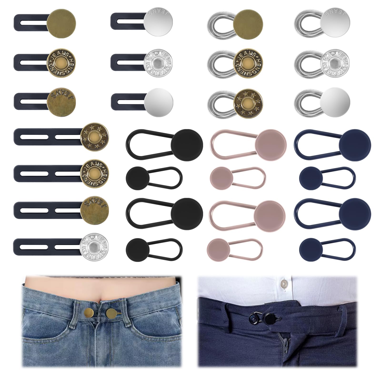 Amazon.com: Reaven 28 Pcs Pants Button Extender, 5 Sizes Button ...