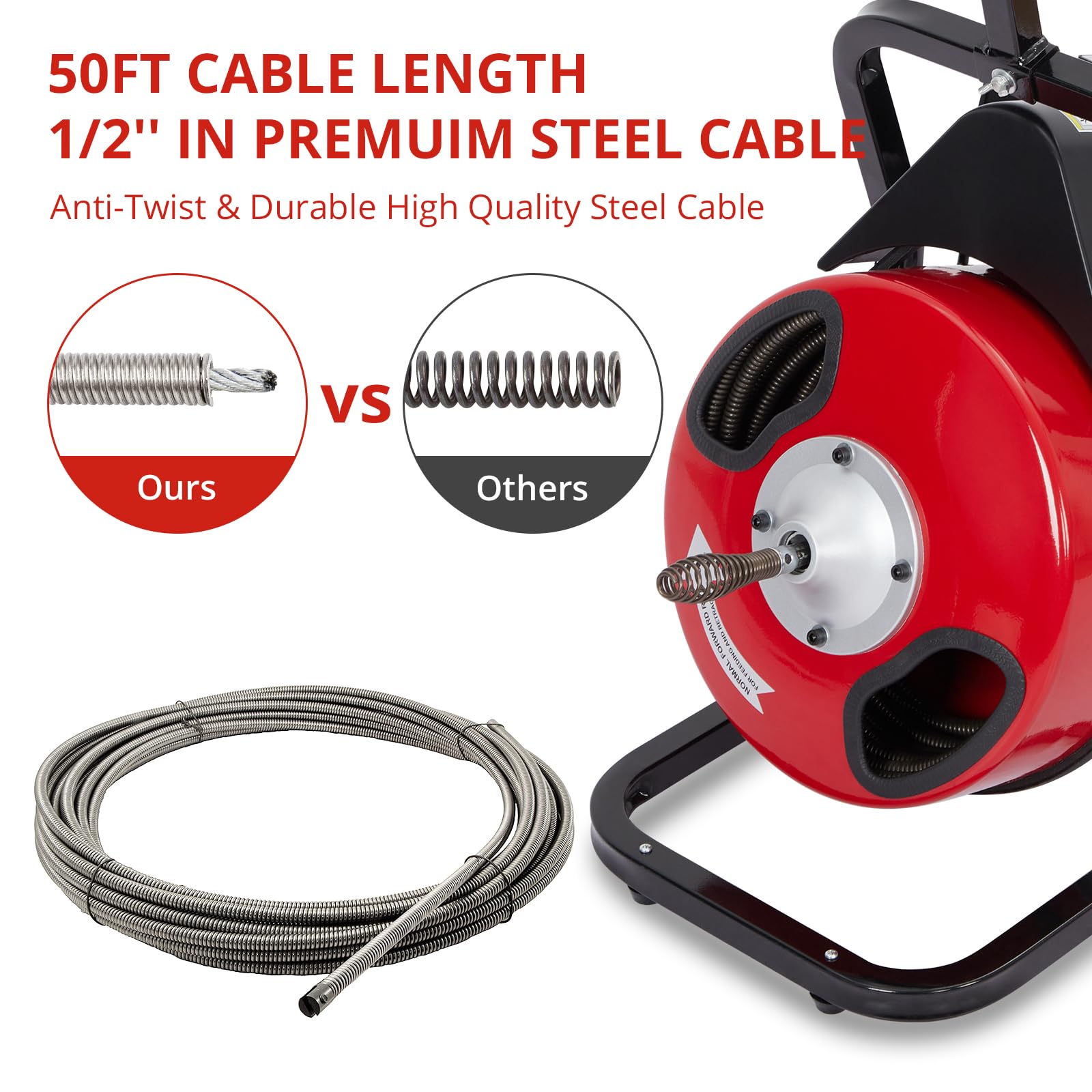 Snapklik.com : 50 Ft X 1/2 Inch Drain Cleaner Machine, Professional ...