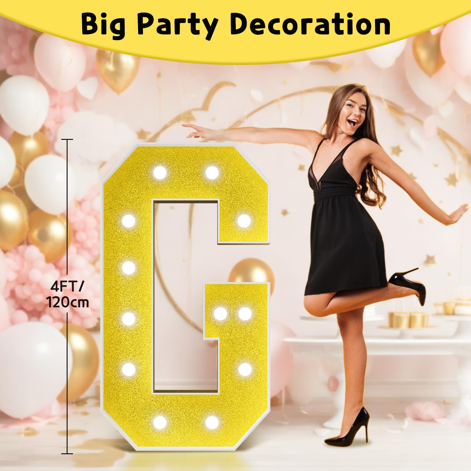 Snapklik.com : Imprsv Marquee Letters Gold Birthday Decorations: Large ...