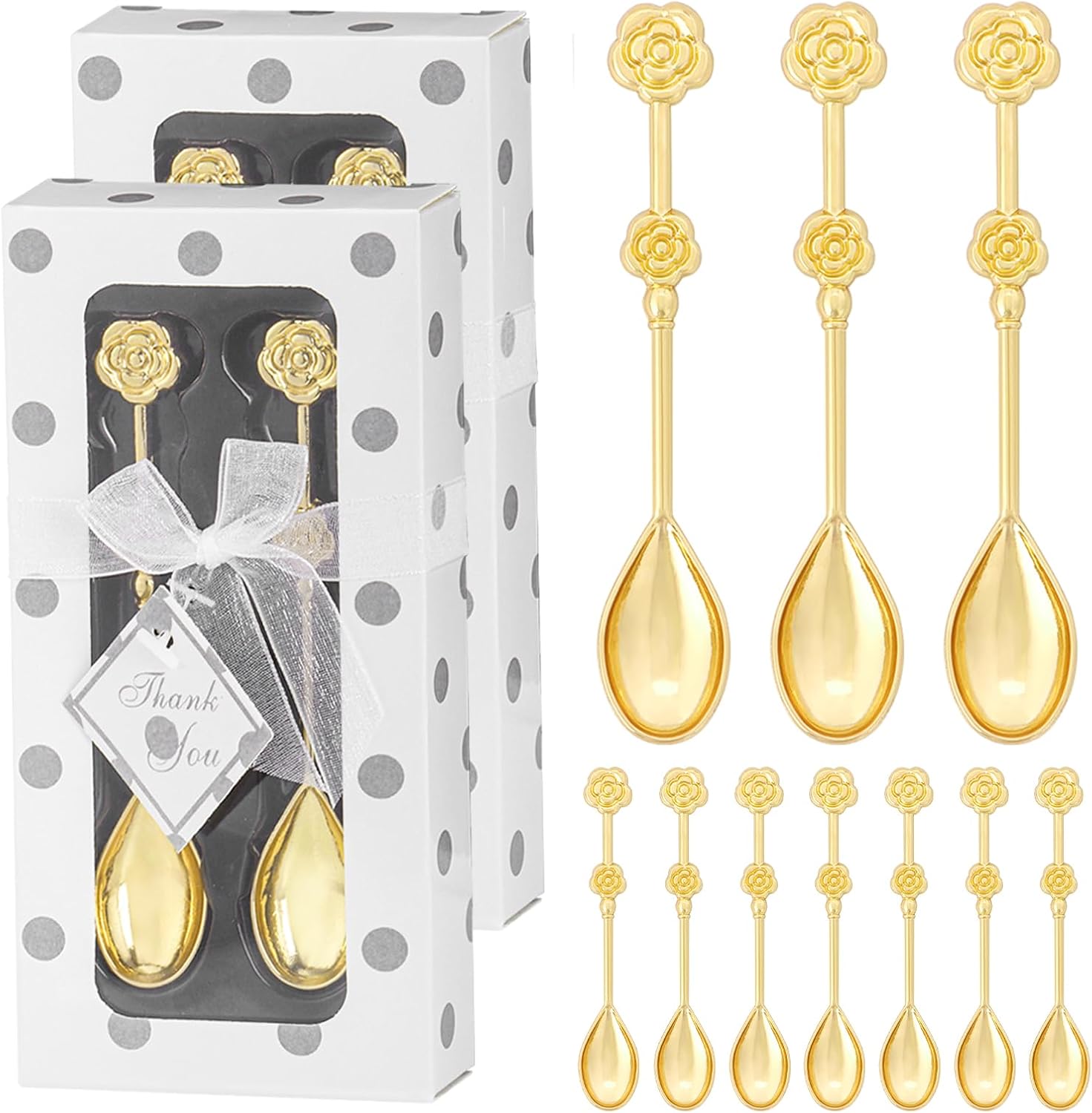 Amazon.com: Qonmpcvu 100 Pieces (50 Boxes) Rose Flower Spoon Tea Spoons ...