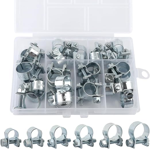 Pack of 30 Mini Hose Clamps, Adjustable Fuel Injection Joint Bolt ...