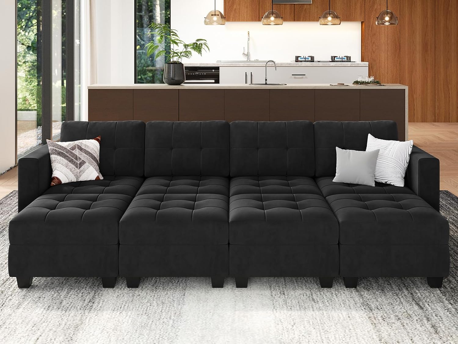 Amazon.com: Belffin Modular Sleeper Sofa Velvet Sectional Couch with ...