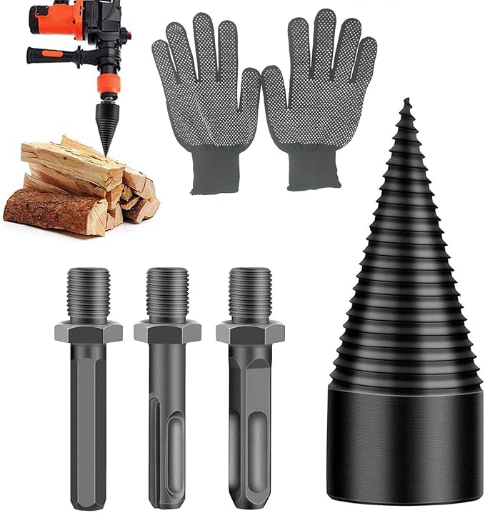 Amazon.com : Hlimior Firewood Log Splitter,3pcs Firewood Drill Bit ...